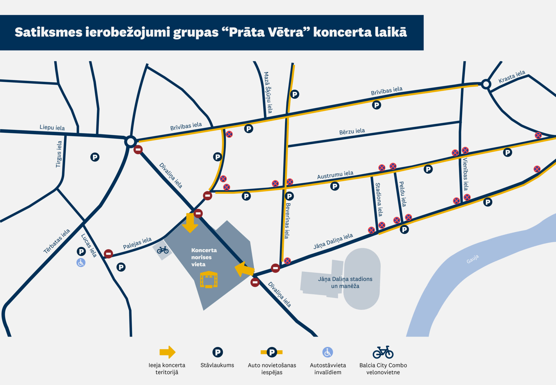 Satiksmes ierobežojumi grupas PRĀTA VĒTRA koncerta laikā Valmierā ...