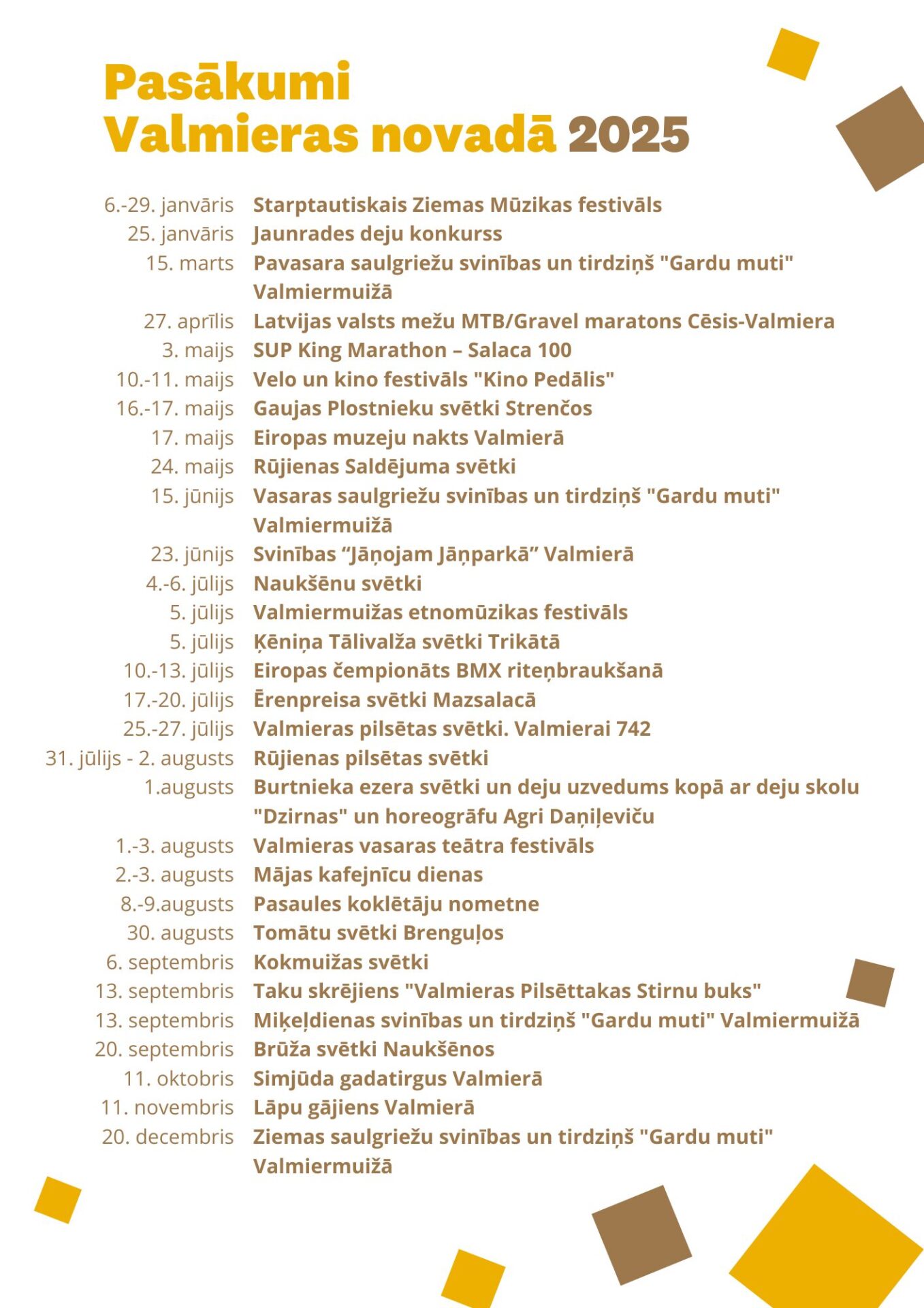 Pasākumi Valmieras novadā 2025 - Visit Valmiera